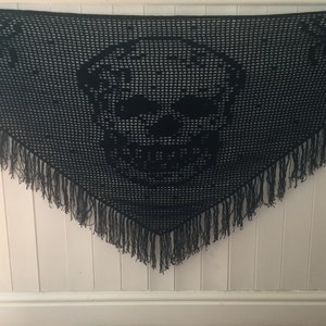 Filet 'skull With Spiders' Crochet Chart Pattern for Shawl/wall Hanging ...