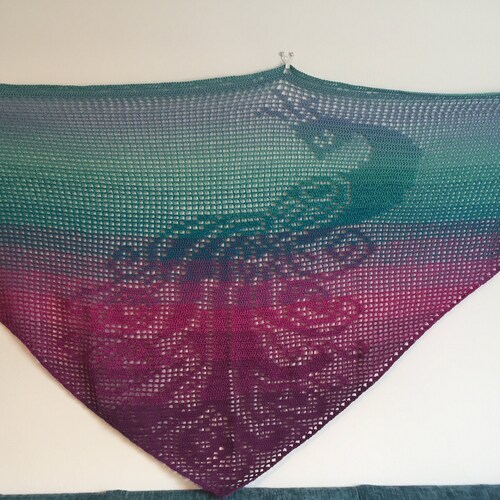 Vintage Filet Crochet Pattern Graph for Peacock Panel - Etsy