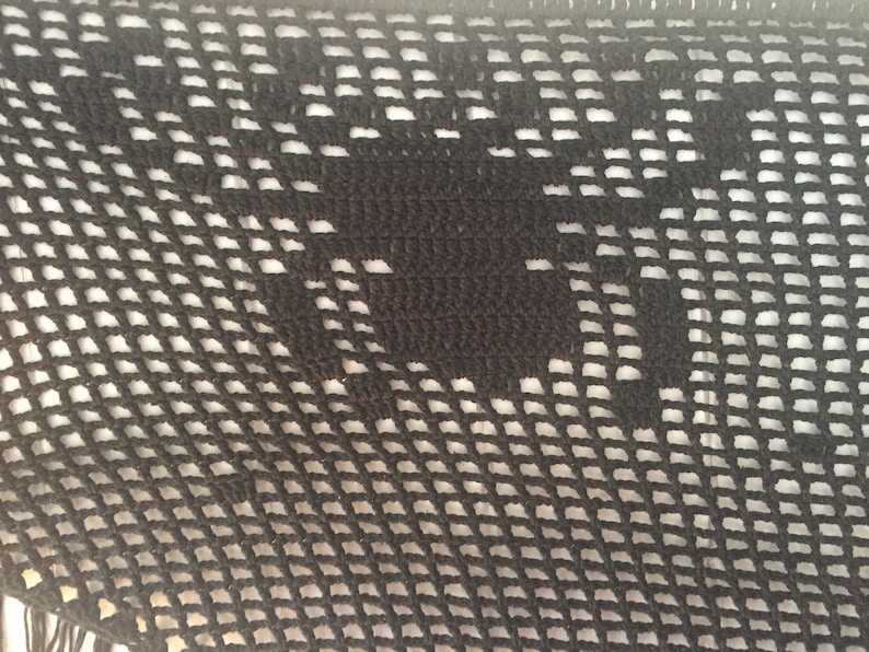Filet 'skull With Spiders' Crochet Chart Pattern for Shawl/wall Hanging ...