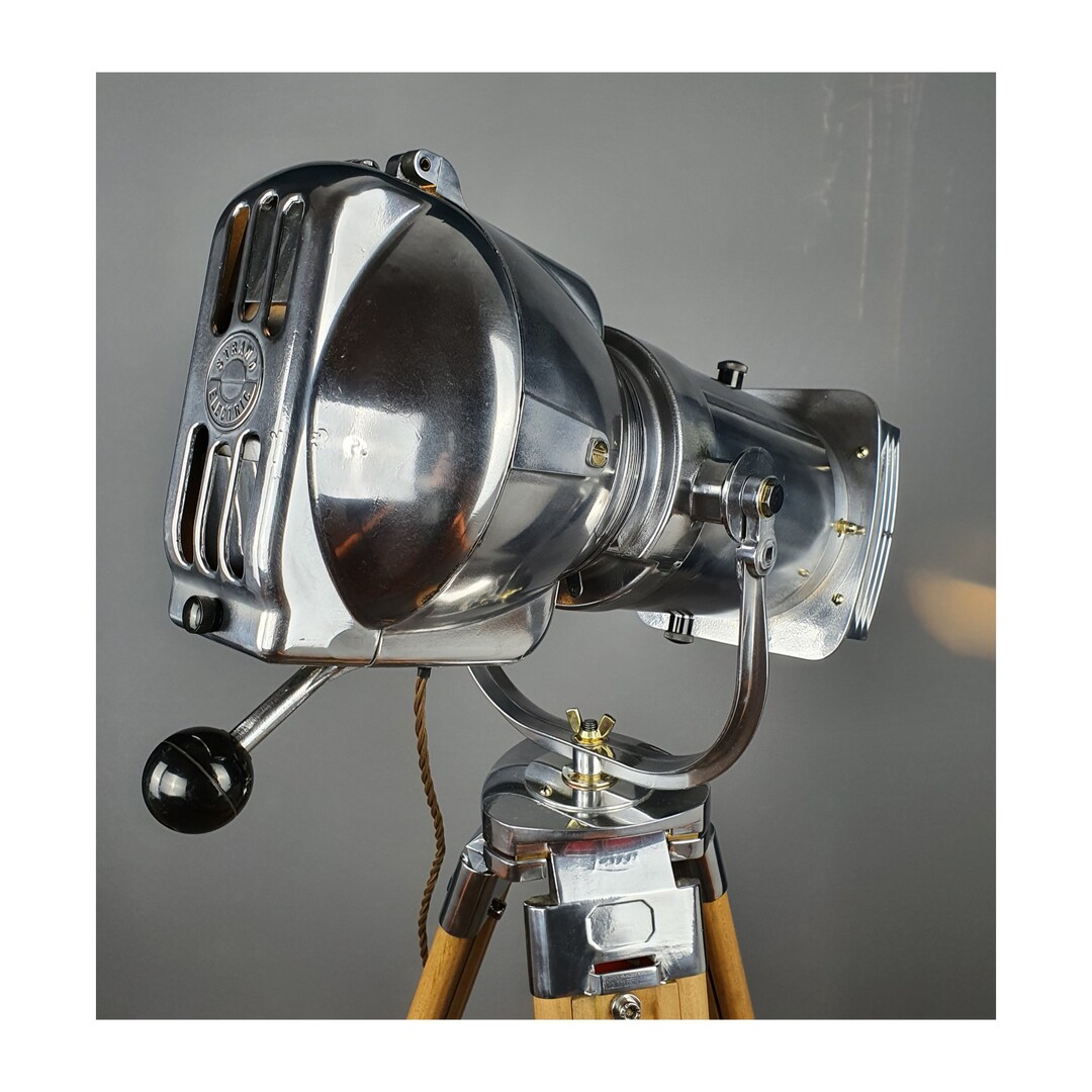 Strand Patt 23N Tripod Theatre Spotlight, Midcentury Upcycled ...
