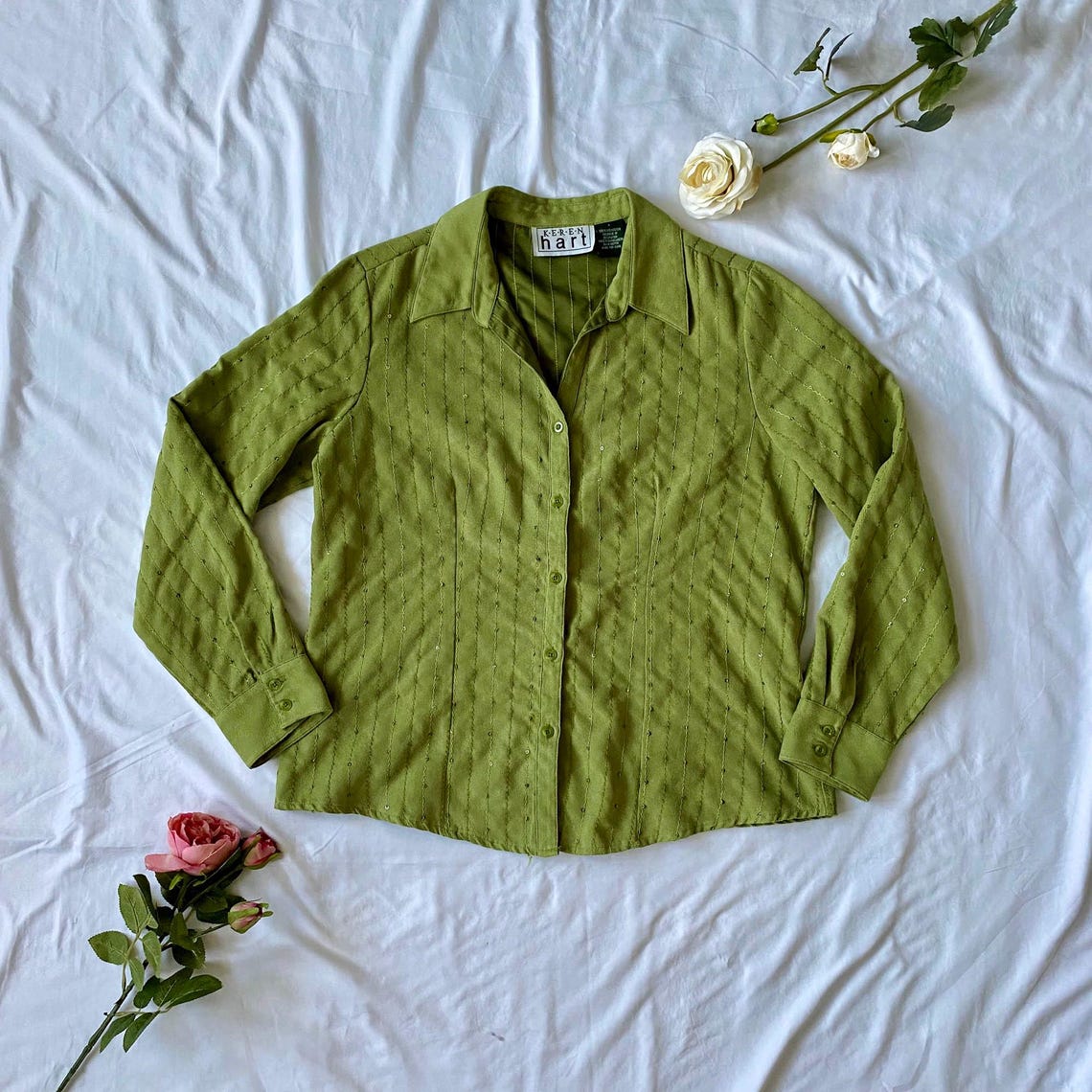 Vintage Y2K Green Sequin Shirt Jacket - Etsy