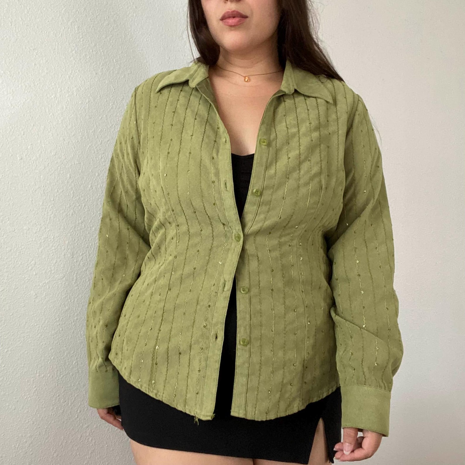 Vintage Y2K Green Sequin Shirt Jacket - Etsy