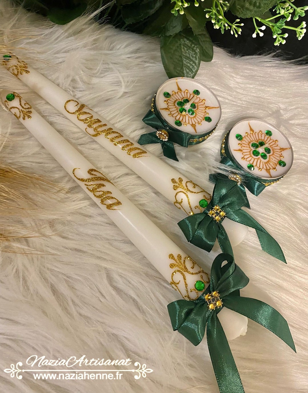 2 Taper Candles + 2 Tea Light Candles, Customizable & Hand-decorated ...