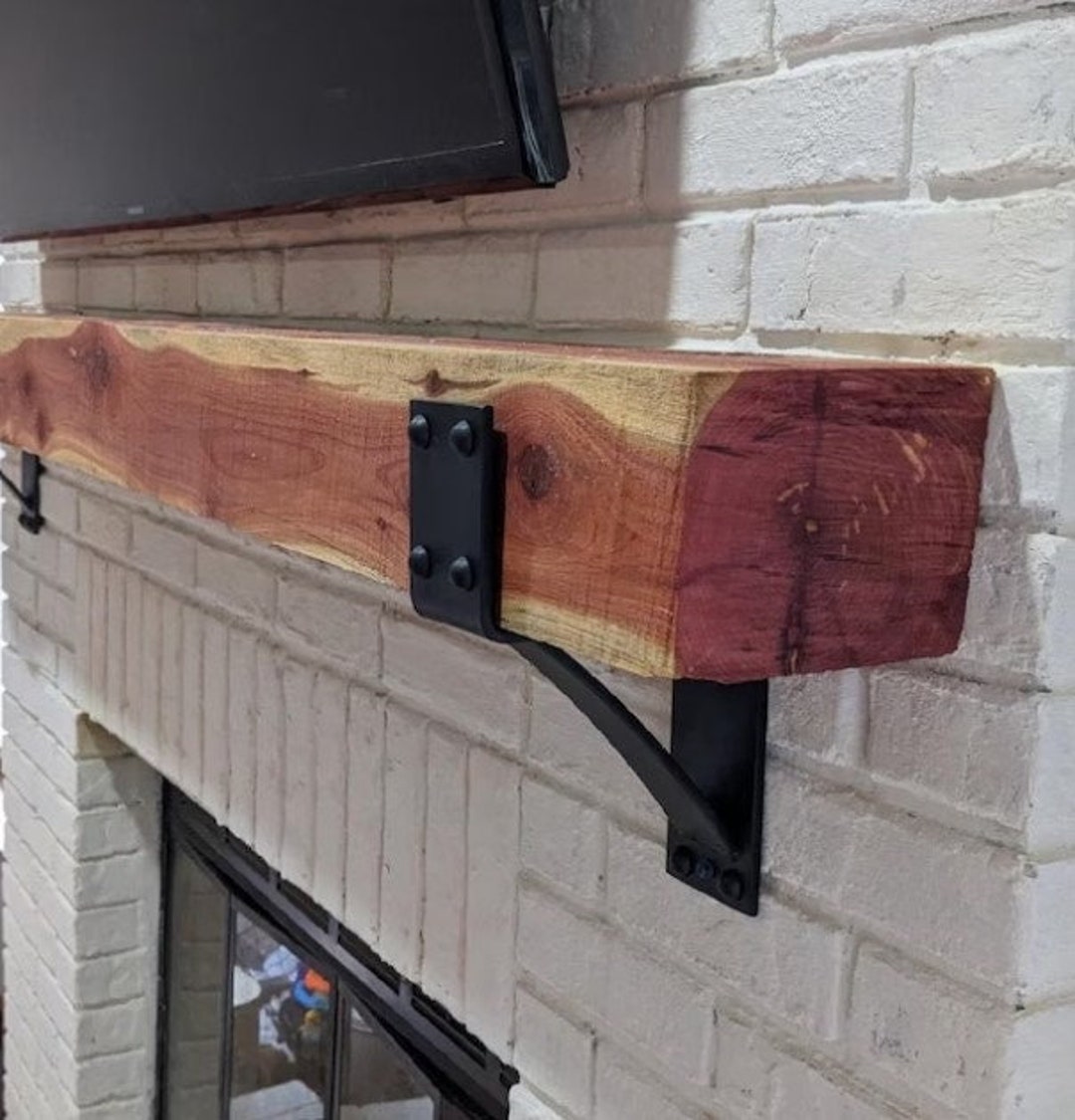 Steel Mantel Bracket With Decorative Rivets, 3 Inch Wide With a 2 Inch ...