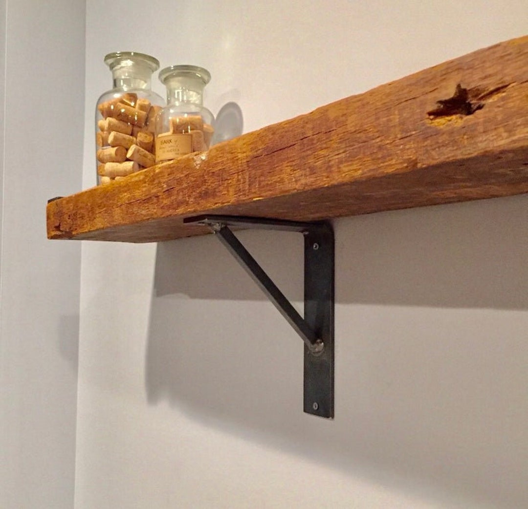 Rustic Two Inch Shelf Bracket With Square Support Bar for Industrial ...