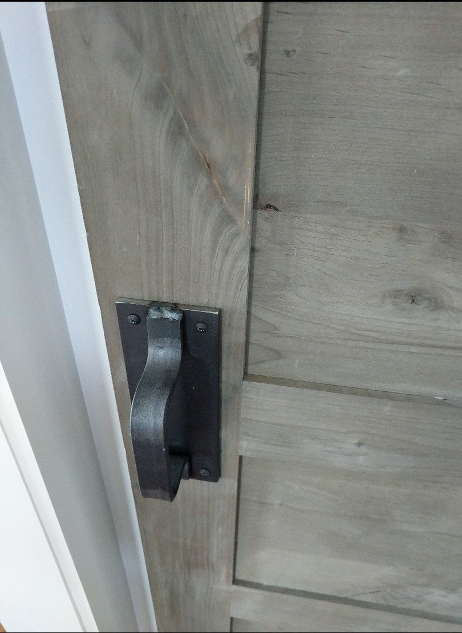 Black Metal Door Handle With Plate Large Barn Door Pull | Etsy