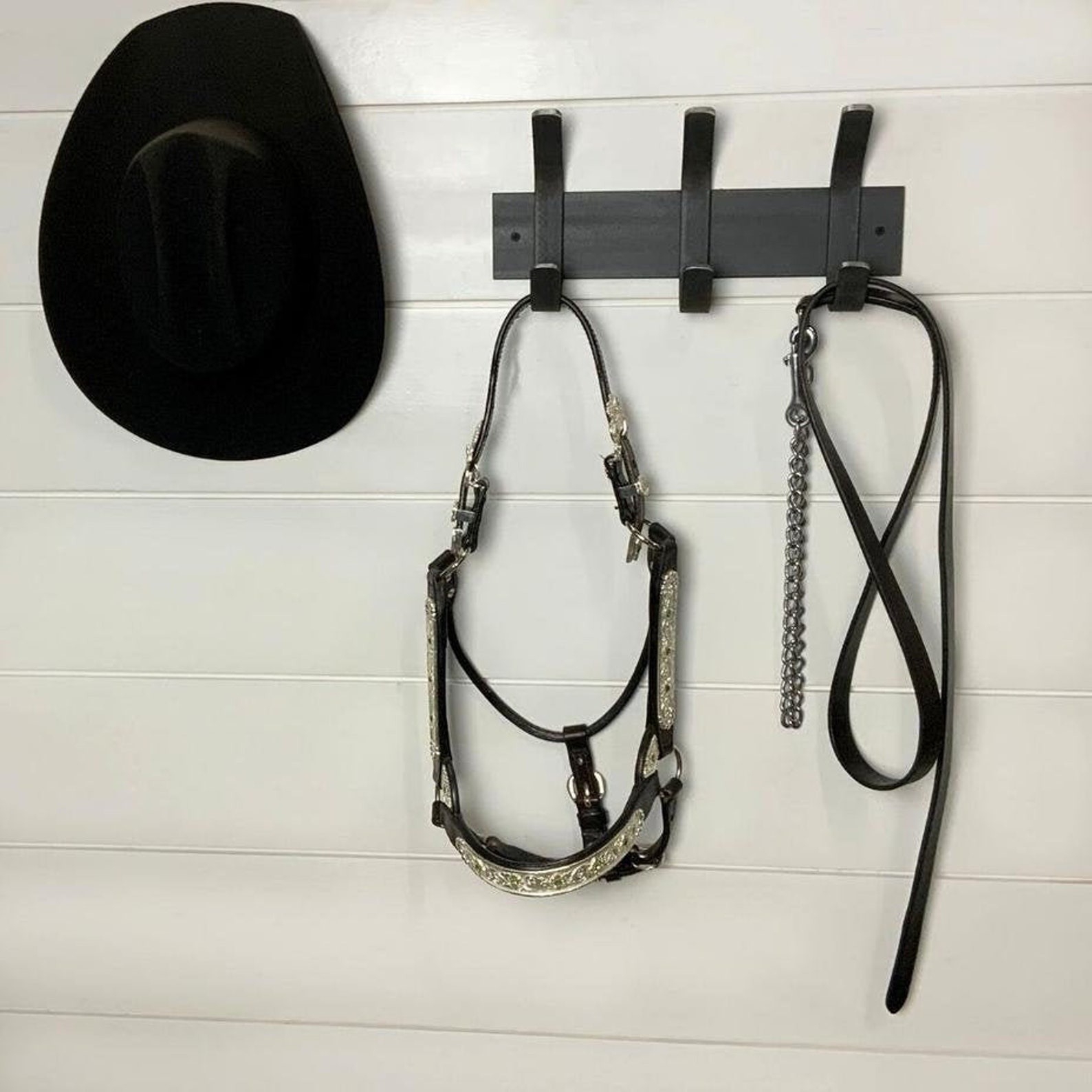 3 Hook Wall Rack Barn Hook Rack Horse Tack Hook Rack Steel - Etsy