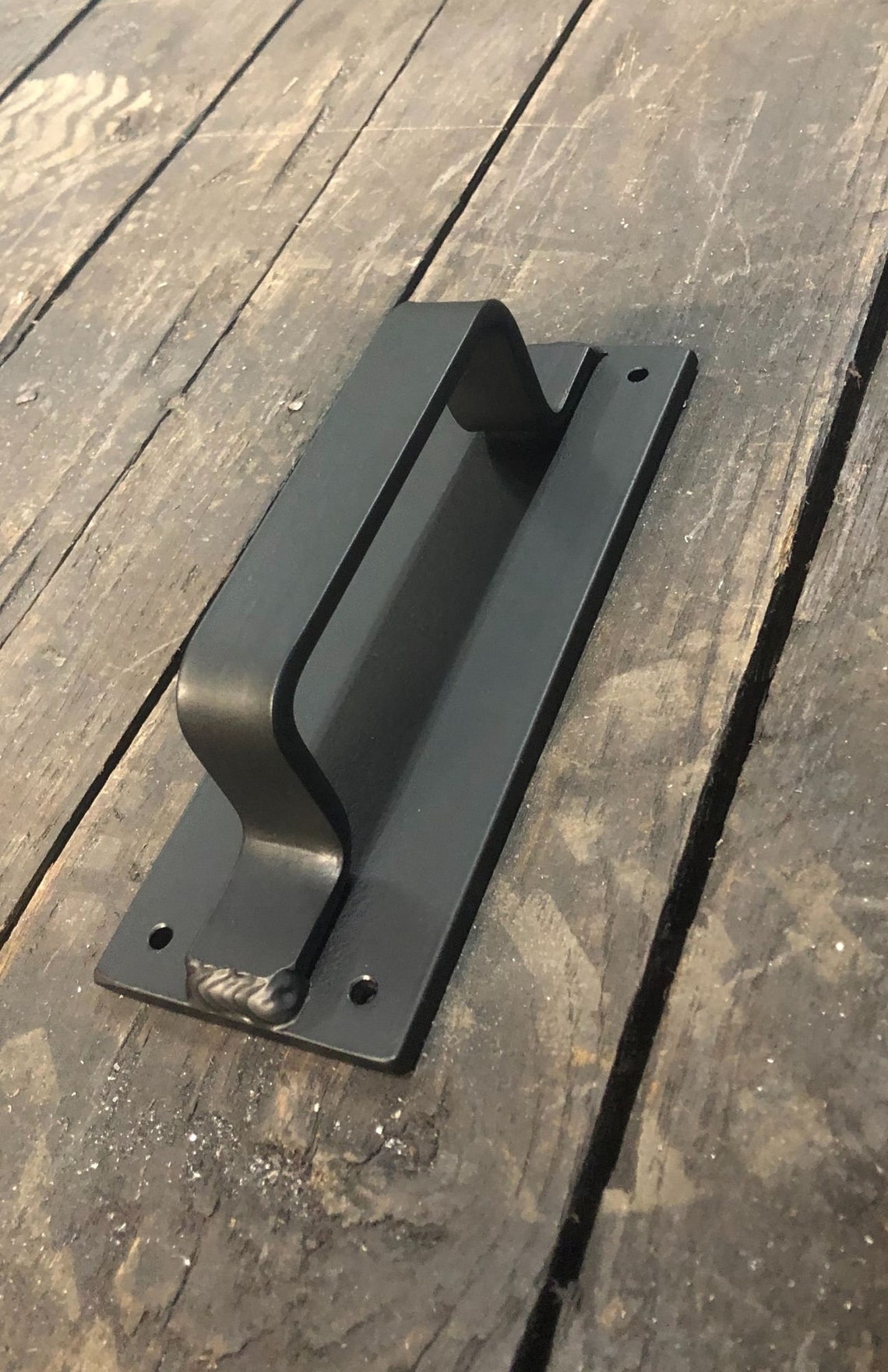 Black Metal Door Handle With Plate Large Barn Door Pull - Etsy