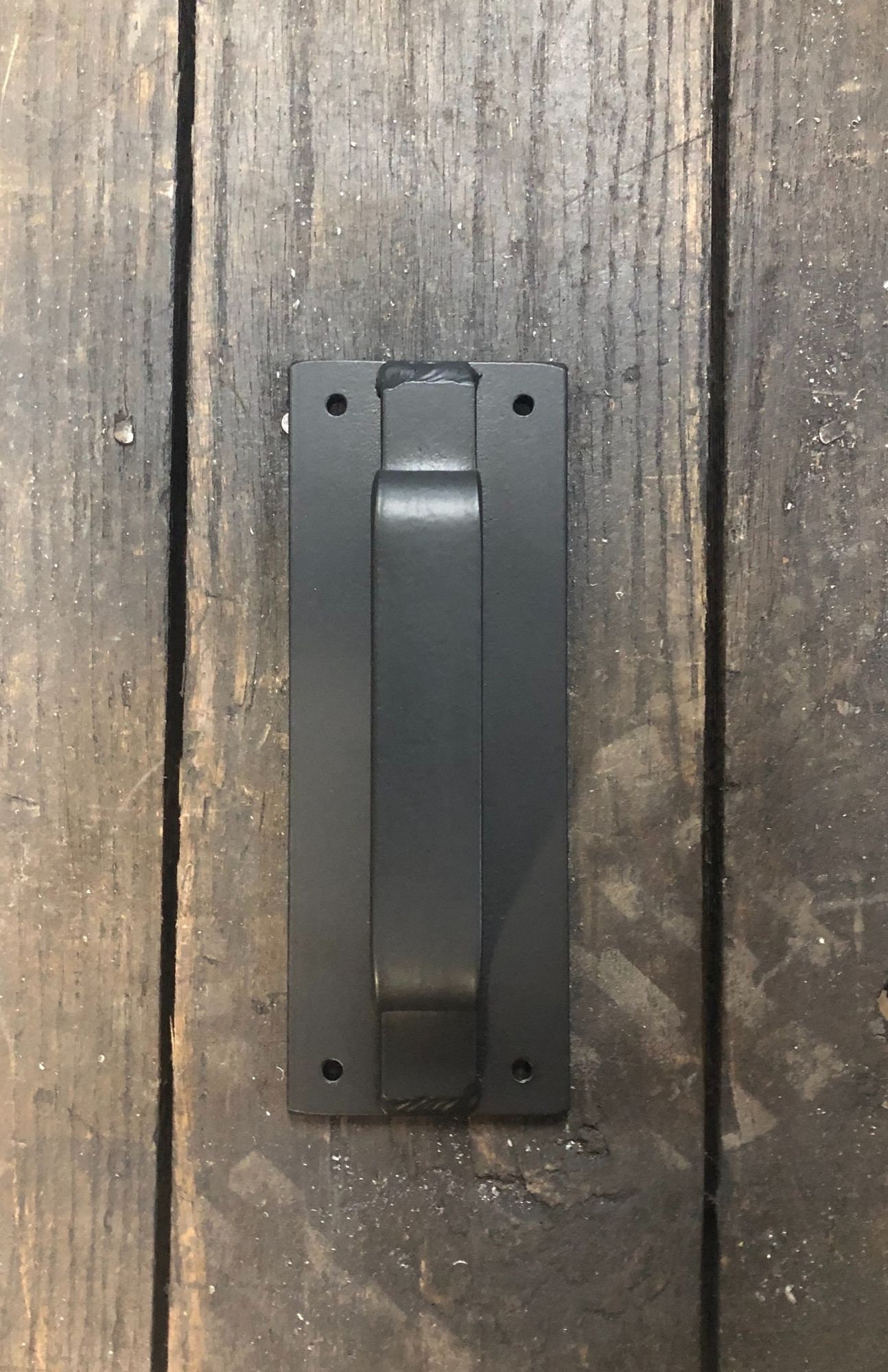 Black Metal Door Handle With Plate Large Barn Door Pull - Etsy