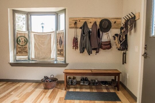 Hook Coat Rack With Black Hooks Industrial Coat Rack Wall - Etsy