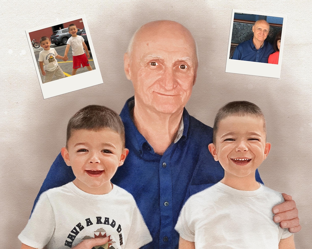 Personalized Memorial Painting From Multiple Photos, Custom Watercolor ...