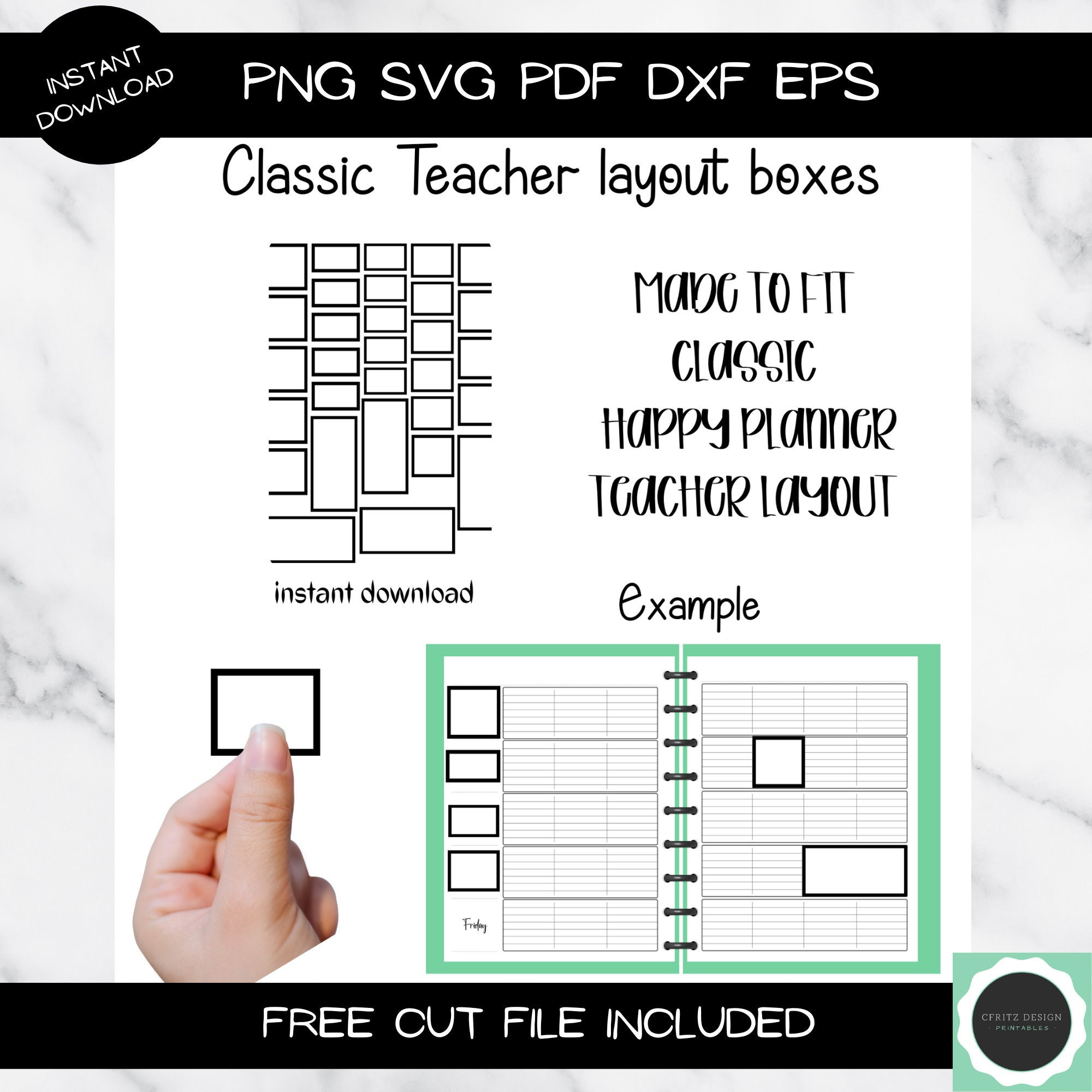 Classic Teacher Layout Printable Planner Boxes PDF PNG SVG Eps - Etsy ...