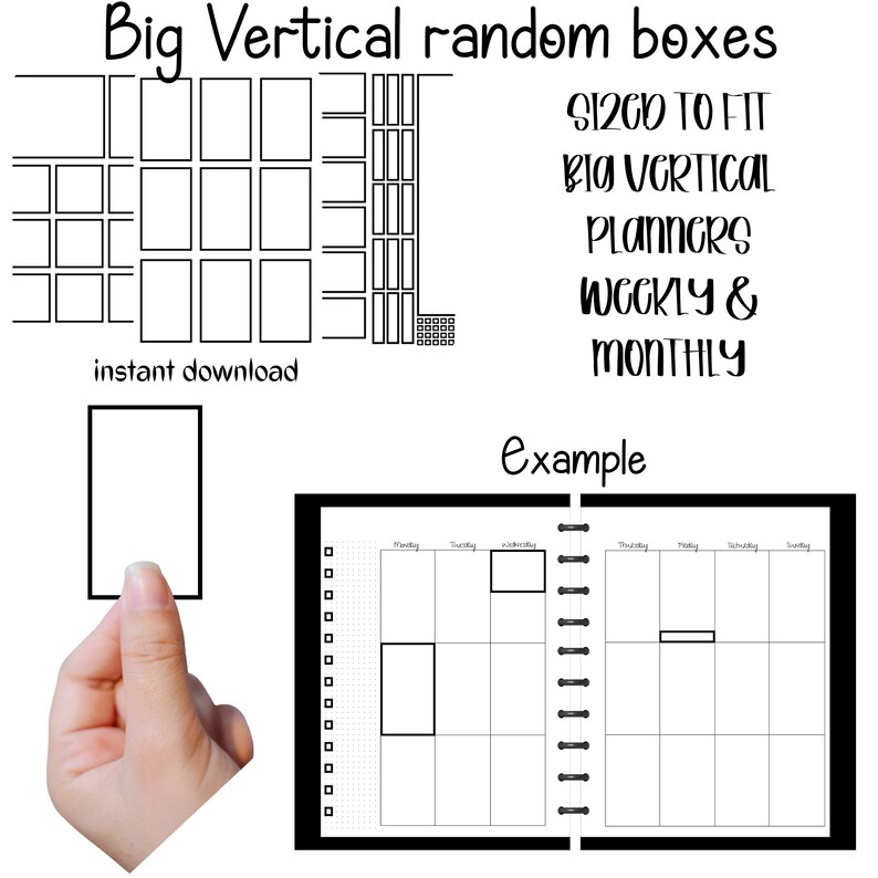 Big Vertical Random Boxes Printable Planner Stickers PDF PNG - Etsy