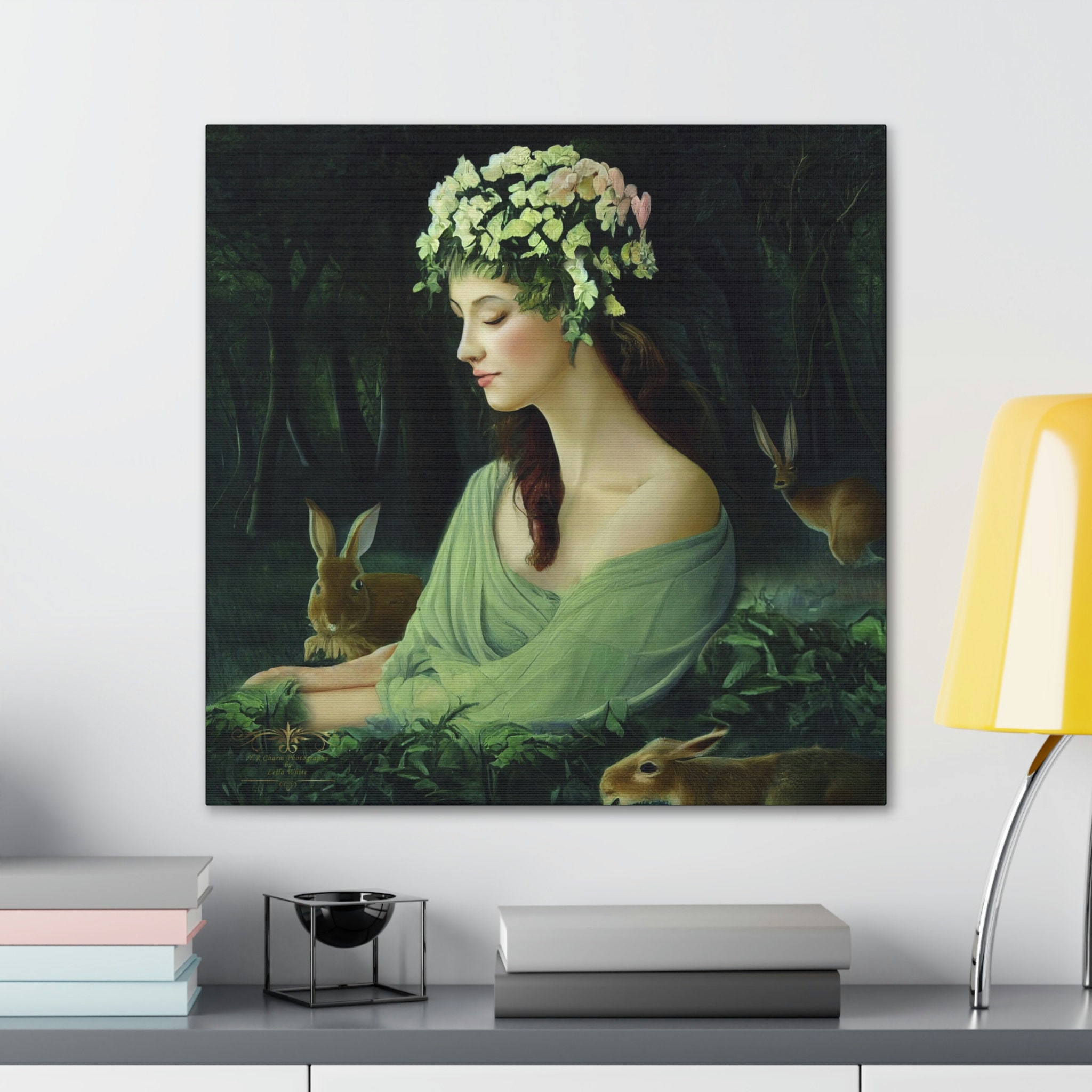 Goddess Diana Artemis With Rabbits, Canvas Gallery Wrap, Wall Art, Home ...