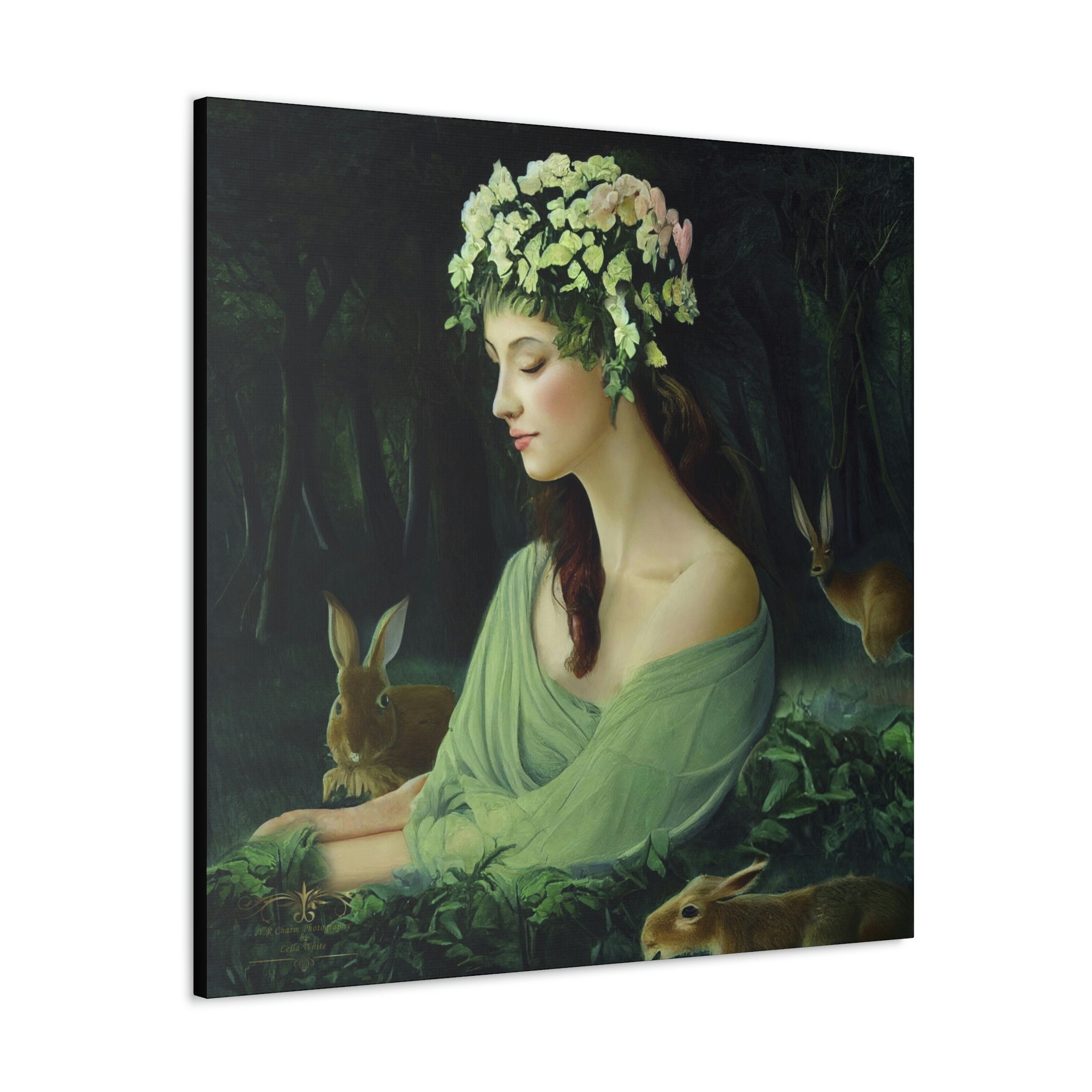 Goddess Diana Artemis With Rabbits, Canvas Gallery Wrap, Wall Art, Home ...