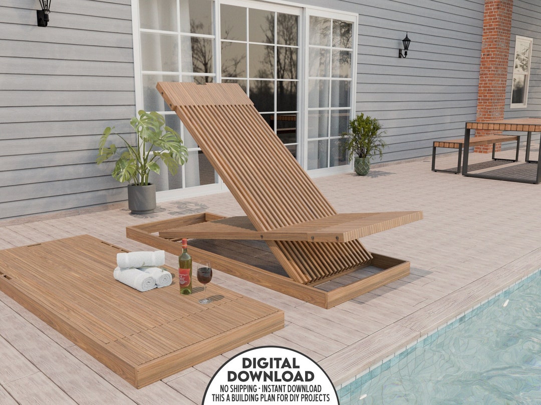 DIY Folding Lounge Chair Building Plan: Outdoor Sunbed (digital ...