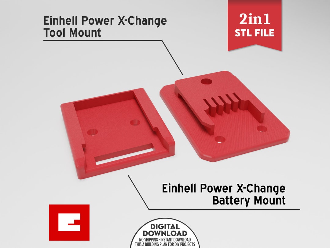3D Printed Einhell Power X-change Battery & Tool Mount STL File (2in1) - Etsy