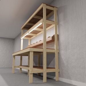 DIY Garage Workbench PDF Plans: Craft Table With Storage Shelves (inch ...