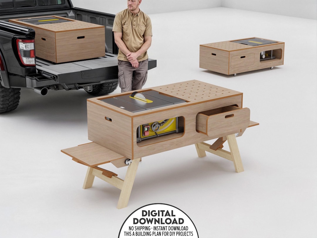 Portable Workbench PDF Plans: Foldable Table Saw Workstation - Etsy