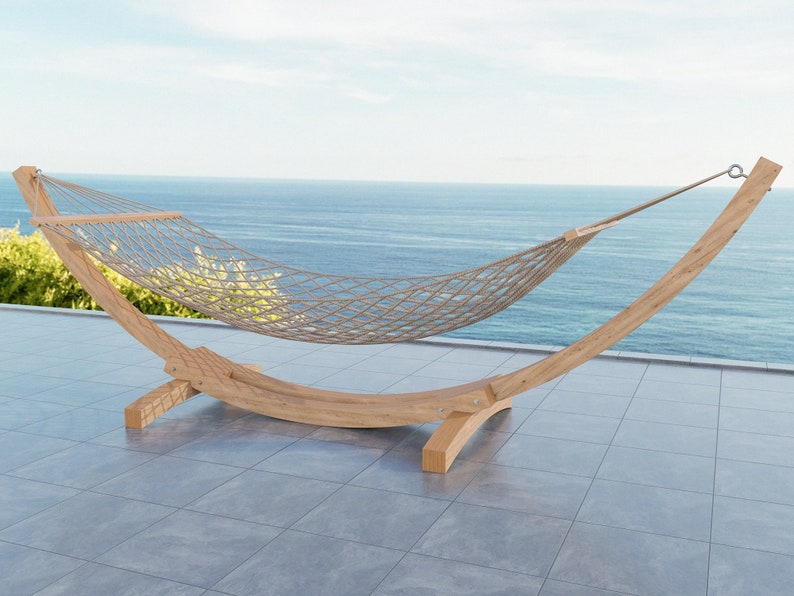 DIY Curved Hammock Stand Plans, Beginner Woodworking Hammock Stand ...