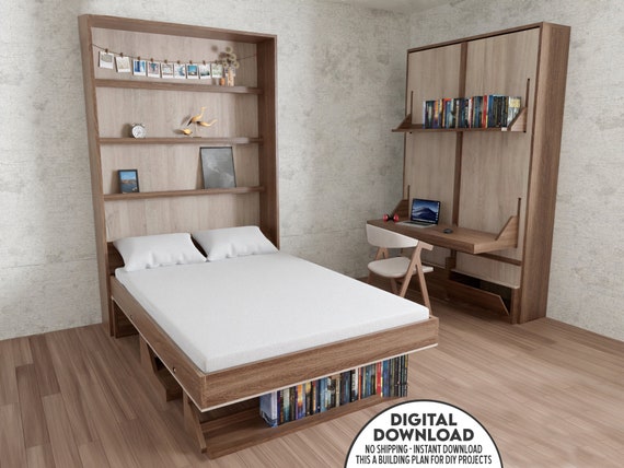 Diy wall bed with desk store