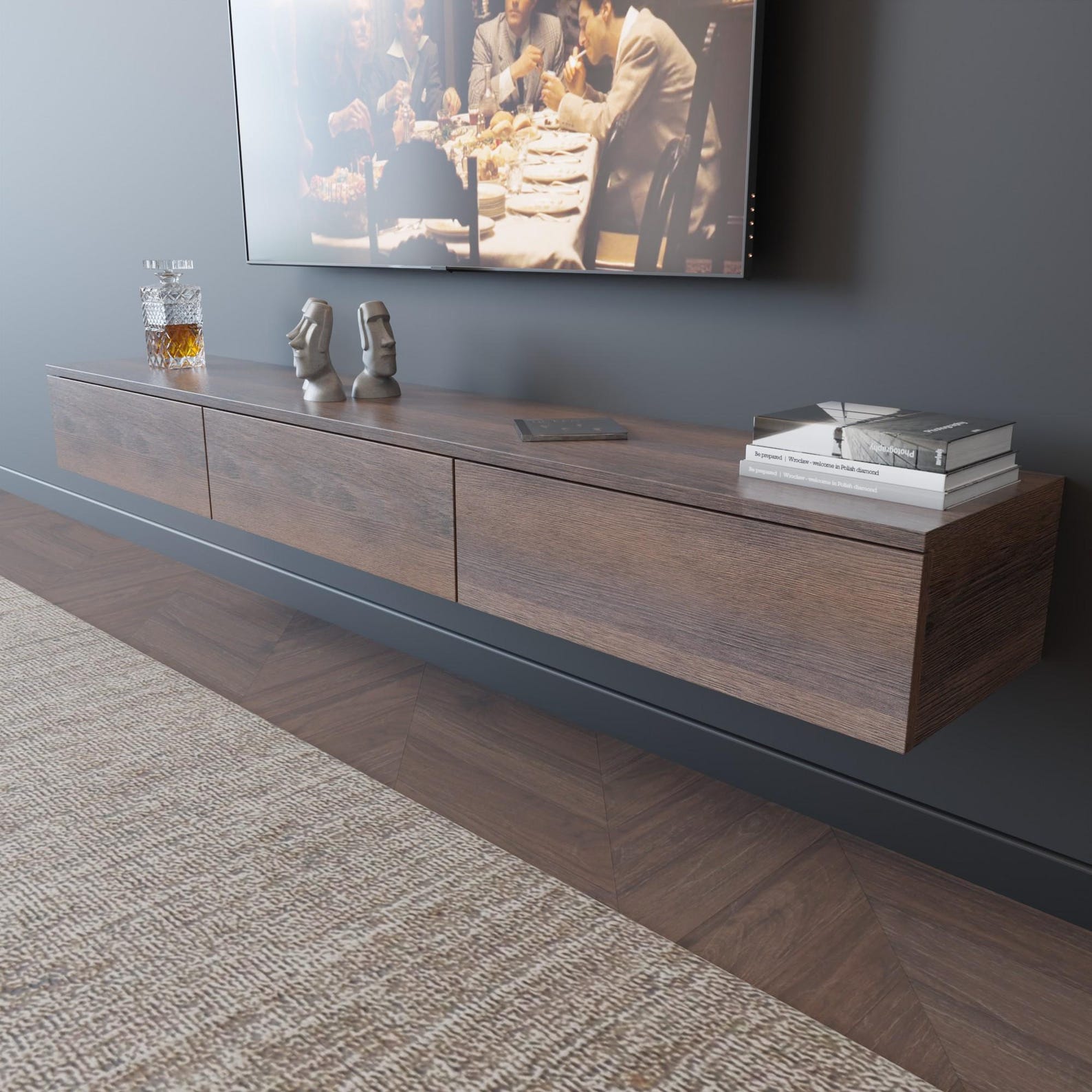 Diy Floating Tv Unit Plan Modern Wall Mounted Design Digital Download