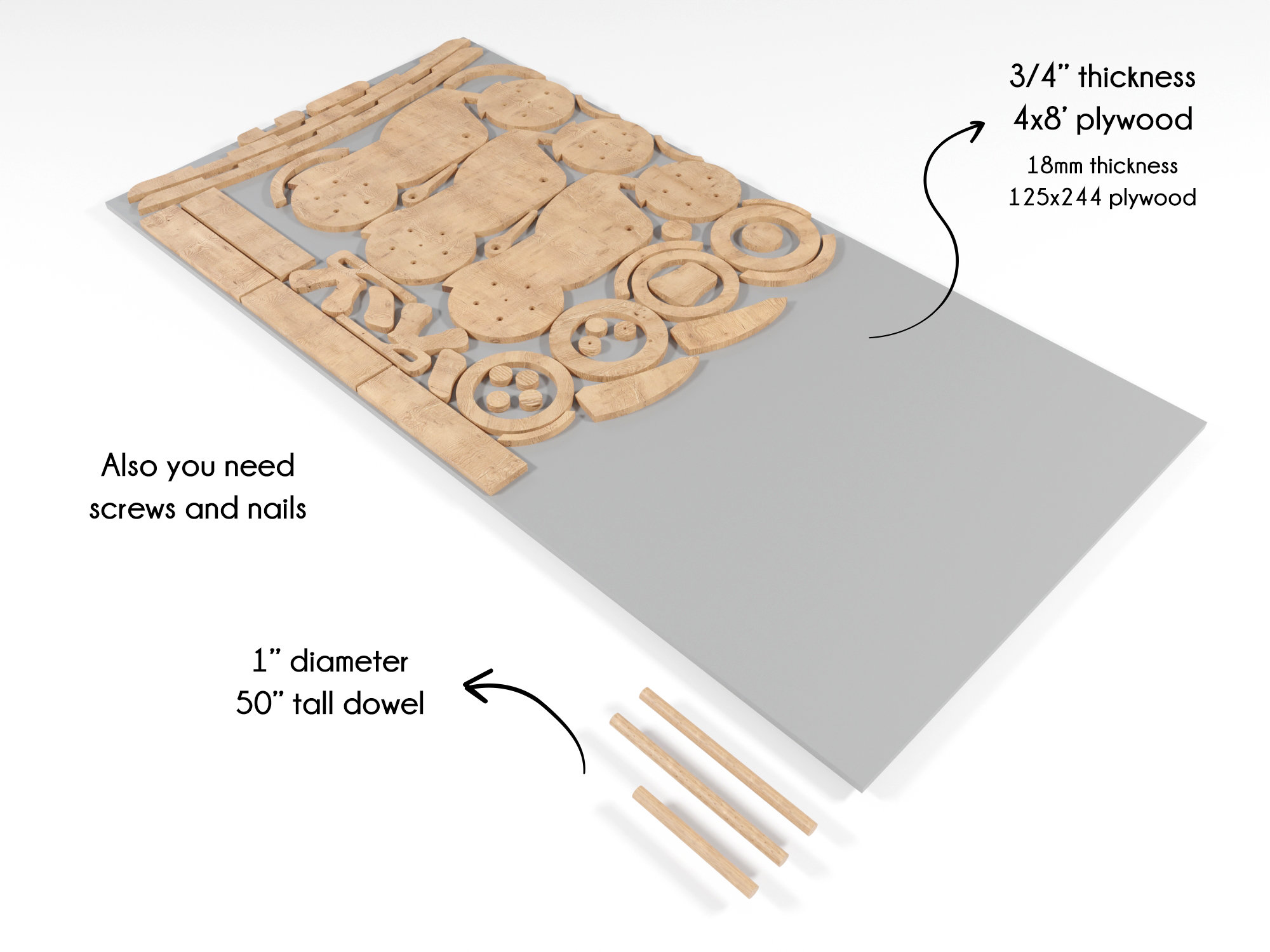 Rocking Motorcycle Cutting Plan: SVG DXF, Wooden Baby Toy (digital ...