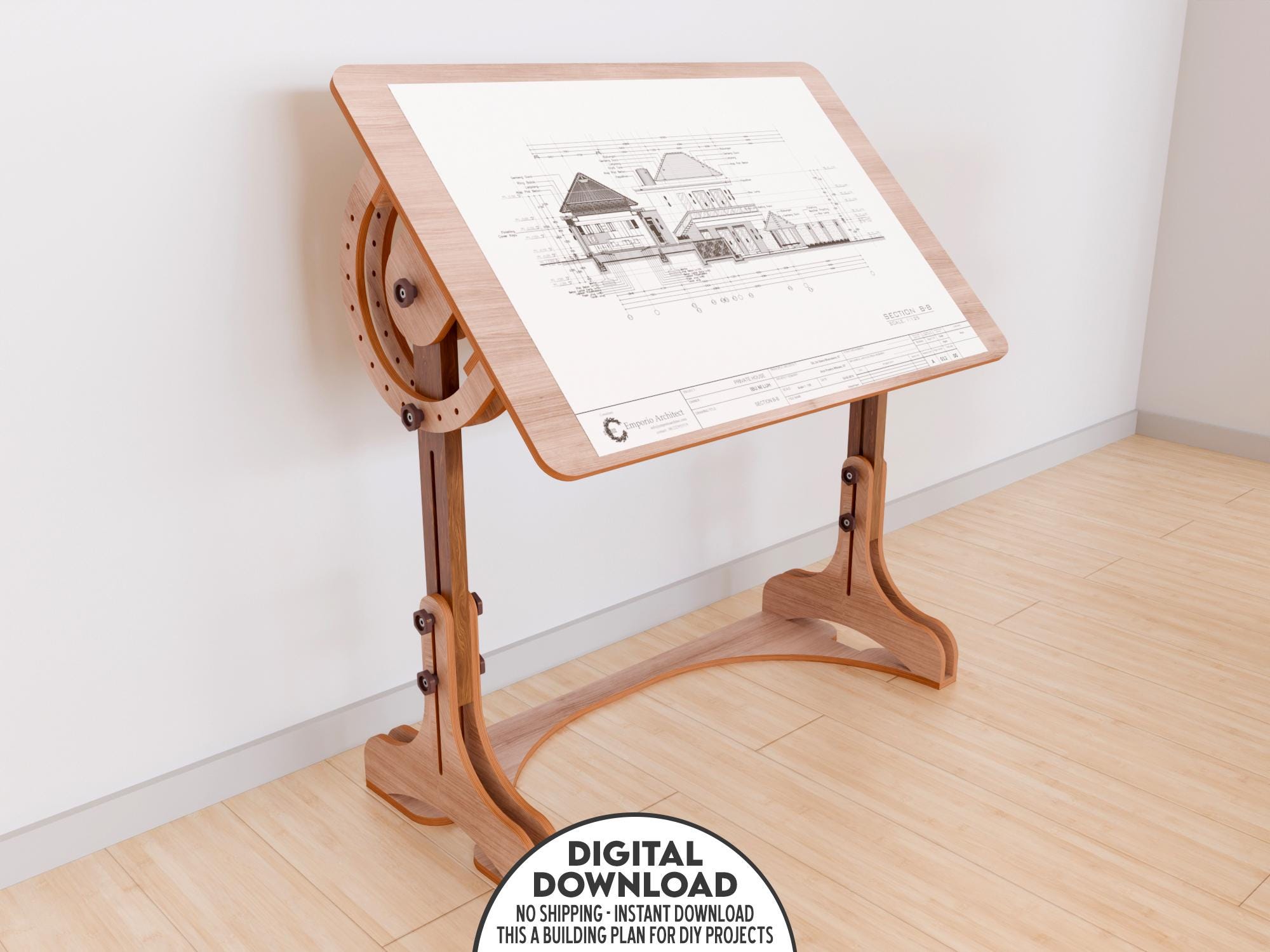 Adjustable Drafting Table Plan: DIY Woodworking Project (digital ...