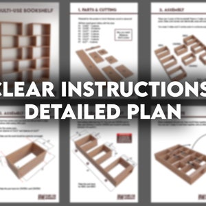 DIY Bookcase Wood Shelves, Library Plan, Bookshelf Plans, Extra Storage ...