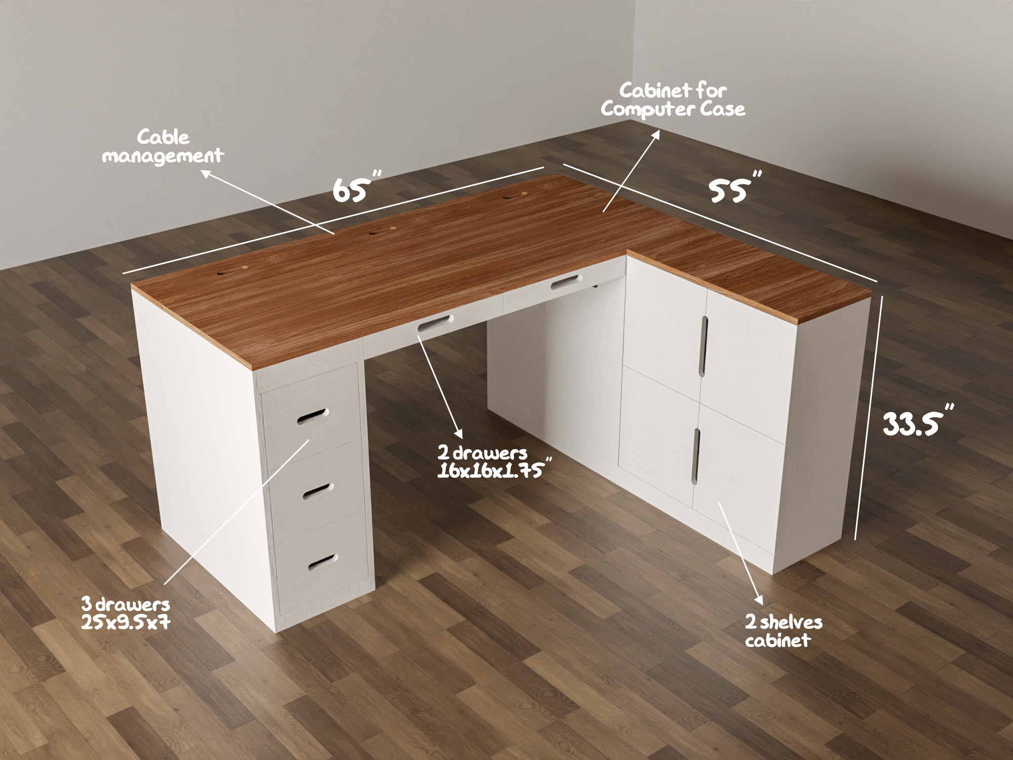 Wooden Desk Plan, Computer Desk Plan for Office or Gamers, Project Cut ...