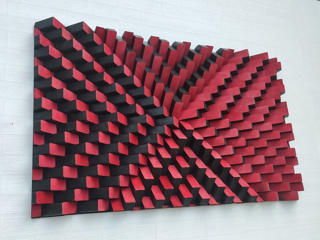 Wood Wall Art Sound Diffuser Panel, Wooden Sound Diffusor, Reclaimed ...
