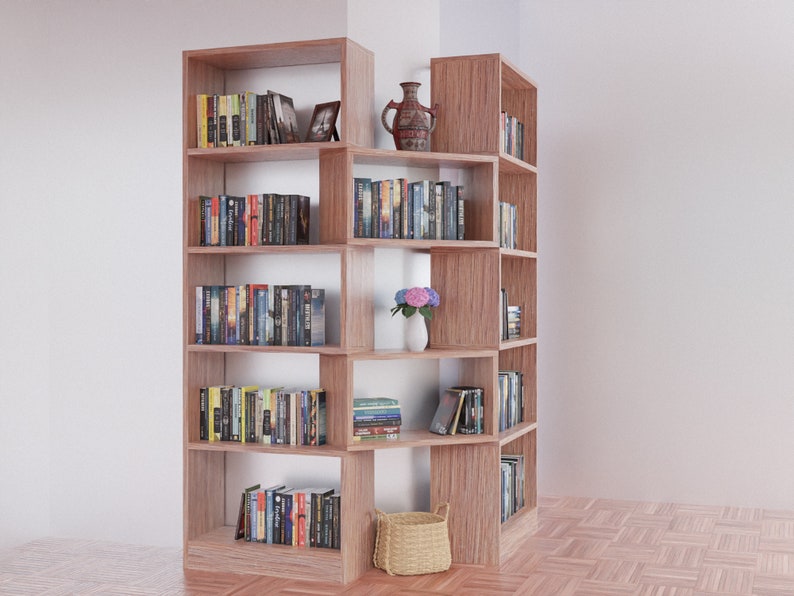DIY Bookcase Wood Shelves, Library Plan, Bookshelf Plans, Extra Storage ...