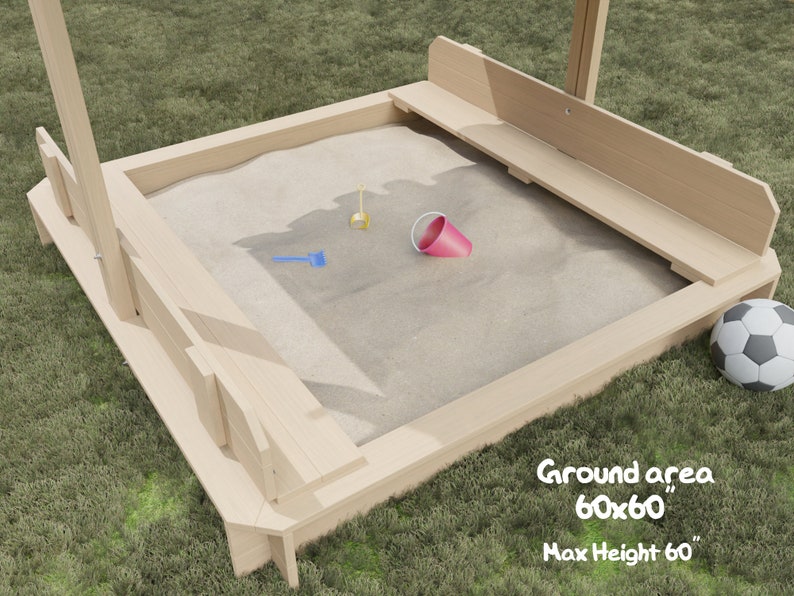 Sandbox Plan With Canopy and Benches: DIY Backyard Project (digital ...
