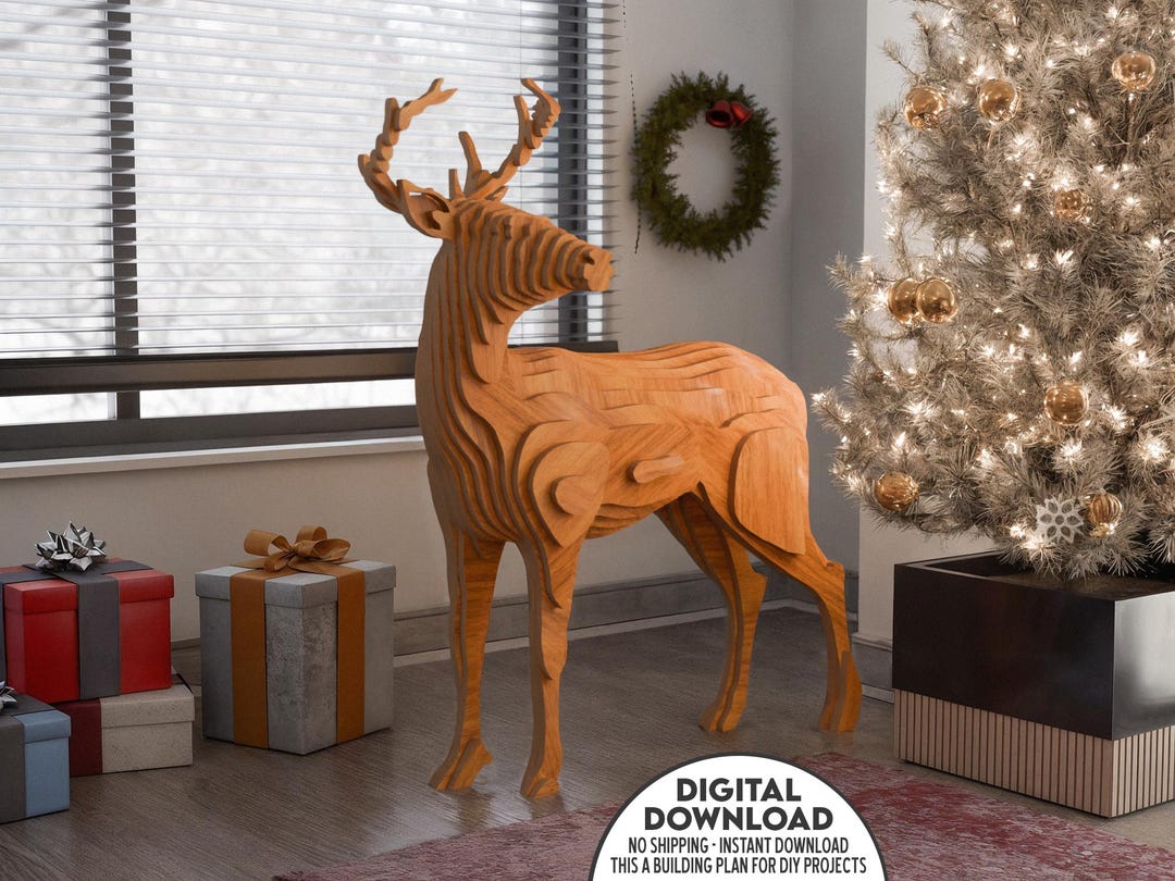 Christmas Deer CNC Cut Plan: Christmas Decoration DXF Files (digital ...