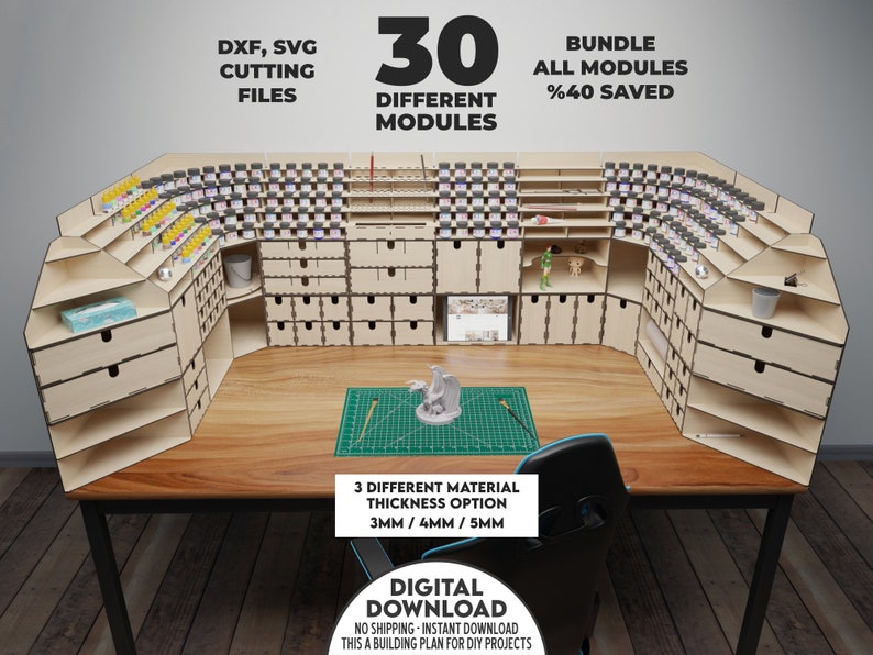 Modular Hobby Workshop Table Organizer Boxes: 30 Module Bundle (laser Cutting DXF SVG Files) - Etsy
