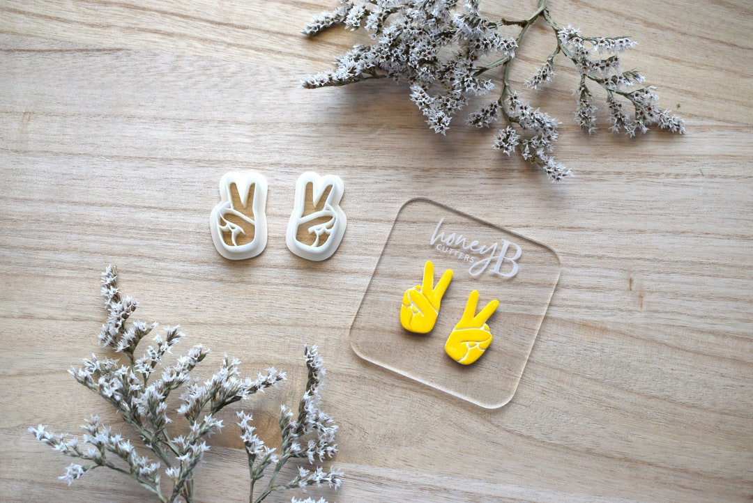 Mirrored Retro Hand Peace Sign Cutter Set for Polymer Clay Earrings - Etsy