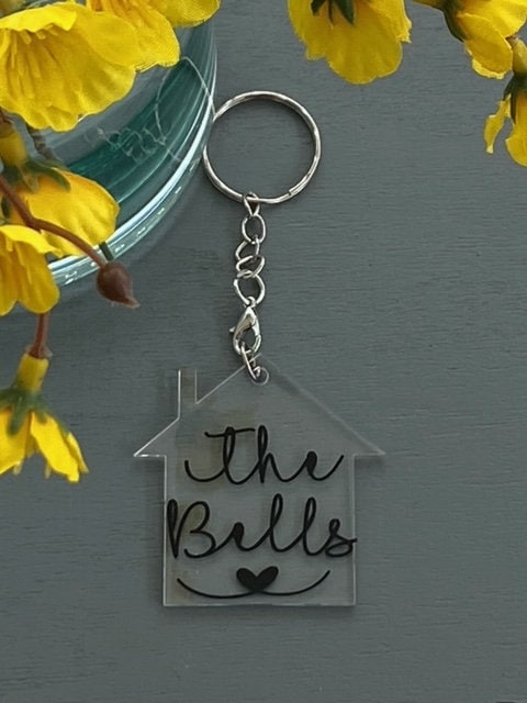 Clear Acrylic House Shaped Key Ring, Housewarming Gift, New Home ...