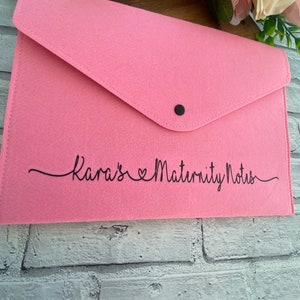 Personalised A4 Document Pouch, Pink Felt Storage Folder, Practical ...
