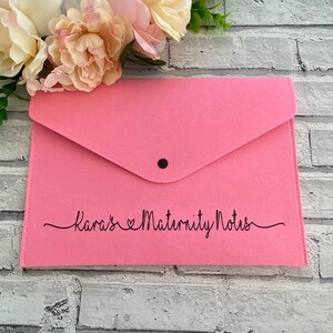 Personalised A4 Document Pouch, Pink Felt Storage Folder, Practical ...