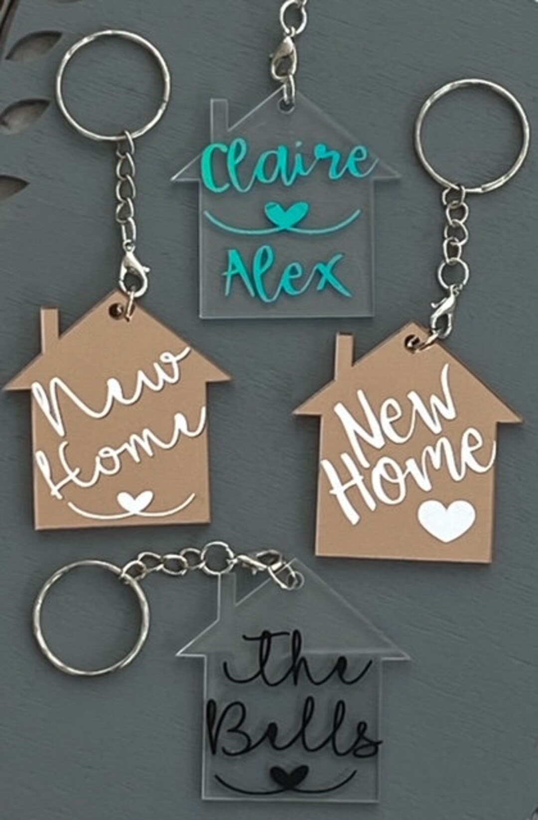 Clear Acrylic House Shaped Key Ring, Housewarming Gift, New Home ...