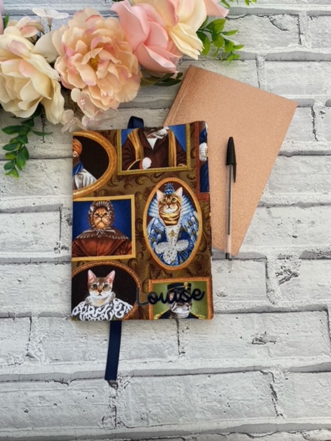 Personalised Cat Fabric Notebook Cover and Book, Padded Book Cover, Cat ...