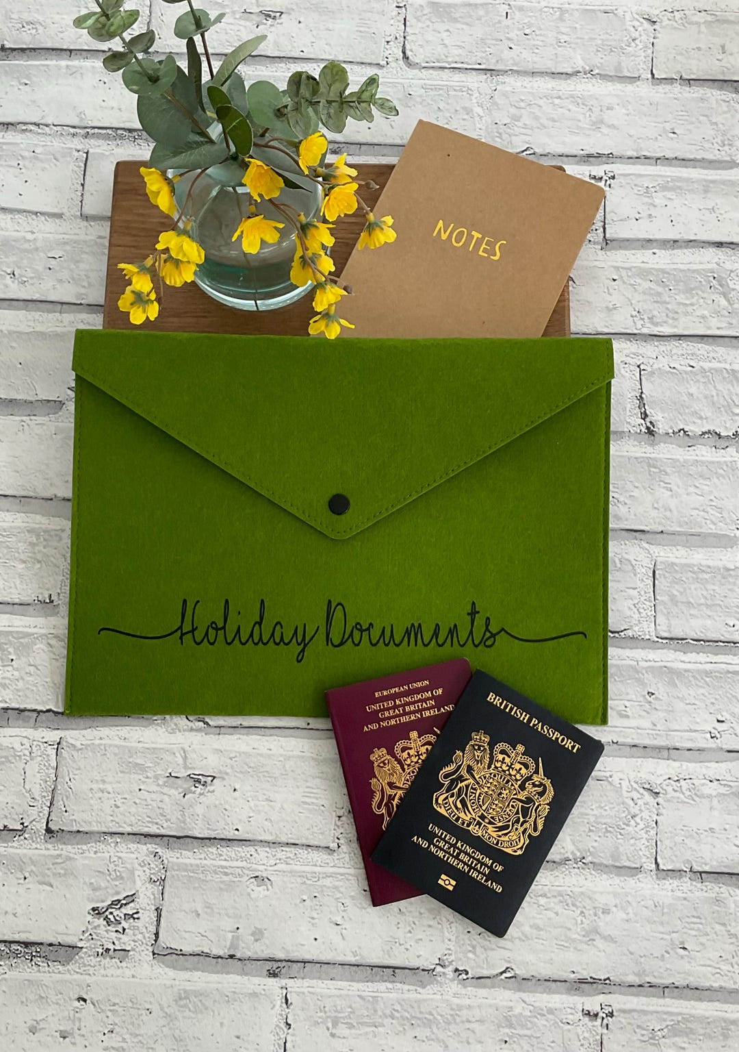 Personalised A4 Document Pouch, Green Felt Storage Folder, Practical ...