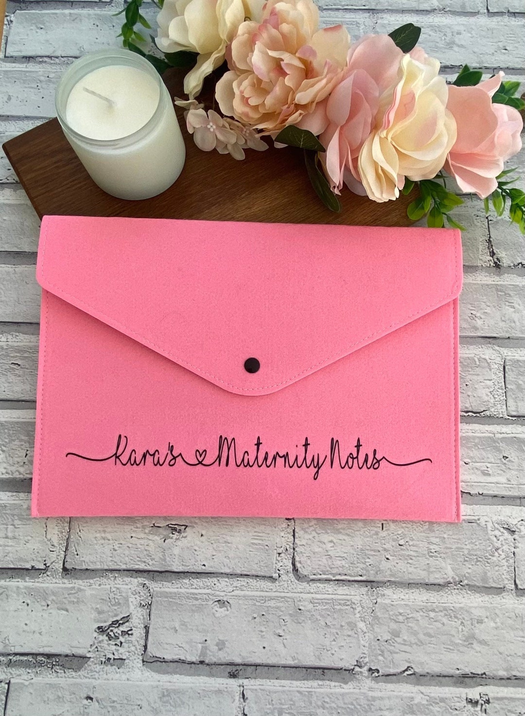 Personalised A4 Document Pouch, Pink Felt Storage Folder, Practical ...