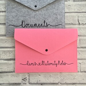 Personalised A4 Document Pouch, Pink Felt Storage Folder, Practical ...