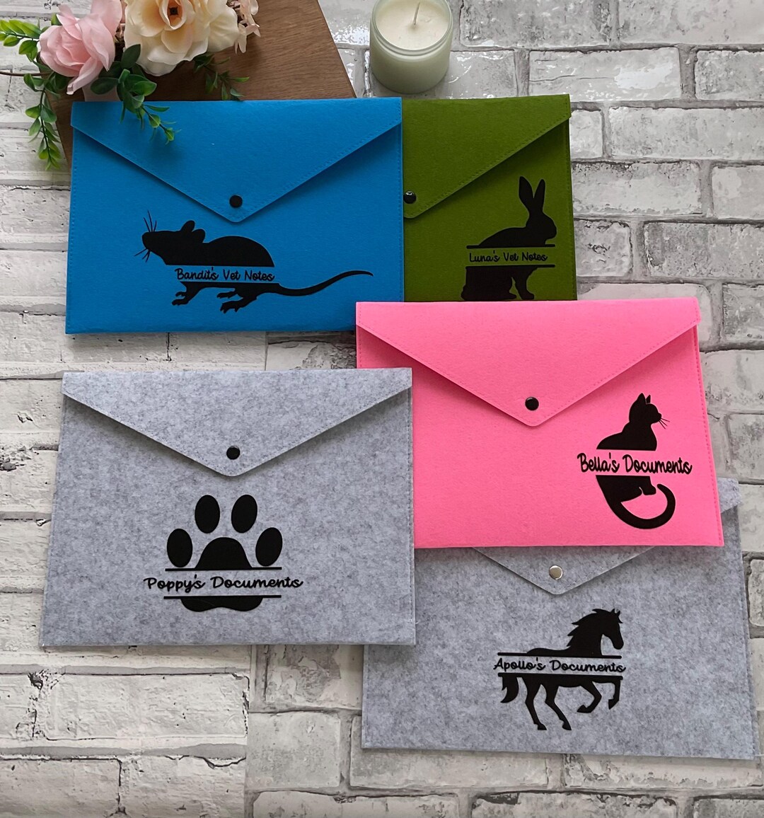 Personalised A4 Pet Document Pouch, Felt Storage Folder, Practical Home ...