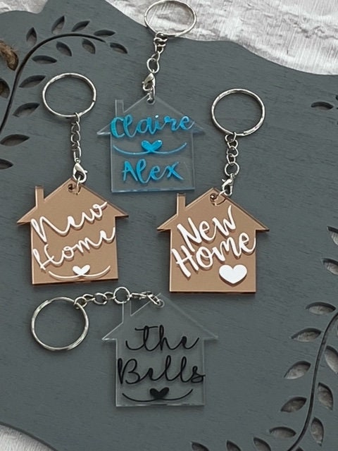 Clear acrylic house shaped Key ring Housewarming gift New | Etsy