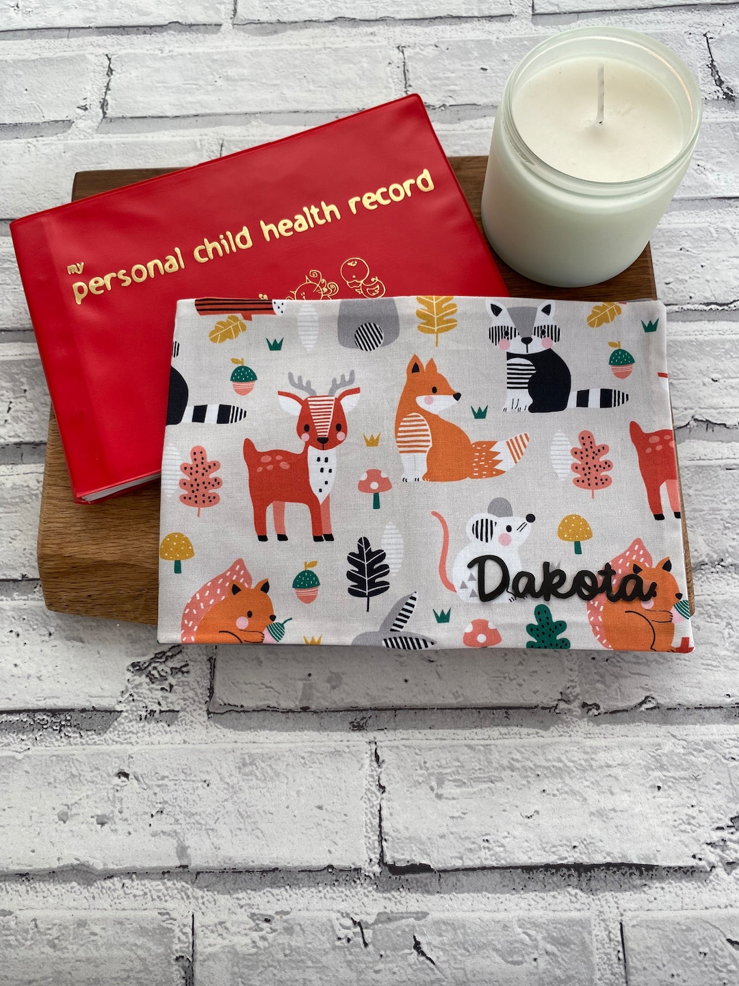 Fabric Baby NHS Red Book Cover, Animal Themed Baby Gift, Woodland Baby ...