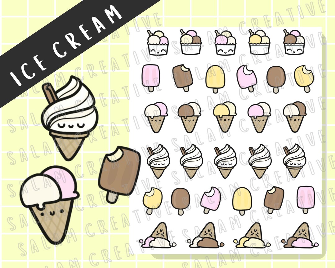 ICE CREAM Sticker Sheet Cute Ice Creams Stickers for Your - Etsy Australia