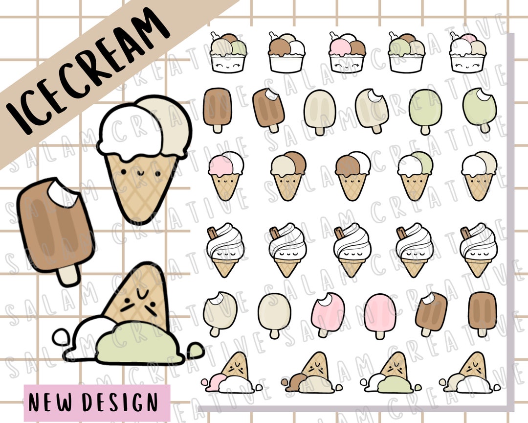 Sticker Sheet ICE CREAM- Cute Gelato Summer Food Stickers for Your ...