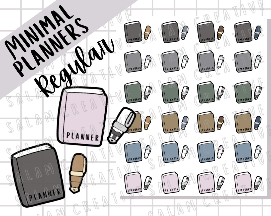 MINIMAL PLANNER Sticker Sheet Common Place Books muted Colours Doodles ...